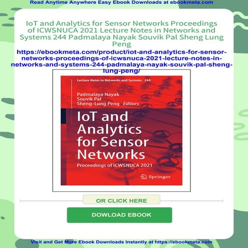 IoT and Analytics for Sensor Networks Proceedings of ICWSNUCA 2021 ...
