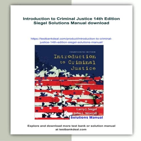 Introduction to Criminal Justice 14th Edition Siegel Solutions Manual | PDF