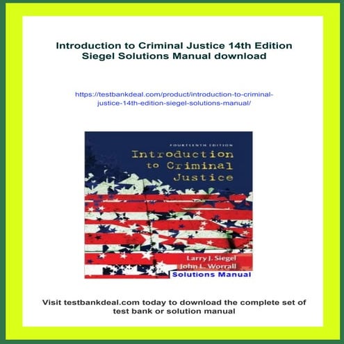 Introduction to Criminal Justice 14th Edition Siegel Solutions Manual | PDF