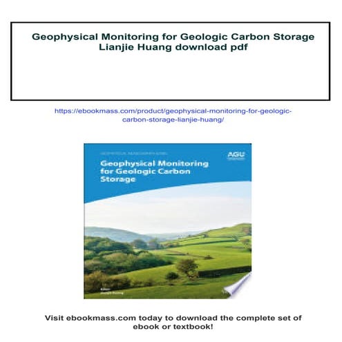 Geophysical Monitoring for Geologic Carbon Storage Lianjie Huang | PDF