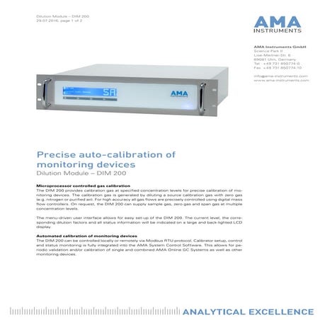 160729 ama instruments_datasheet_dim200 | PDF