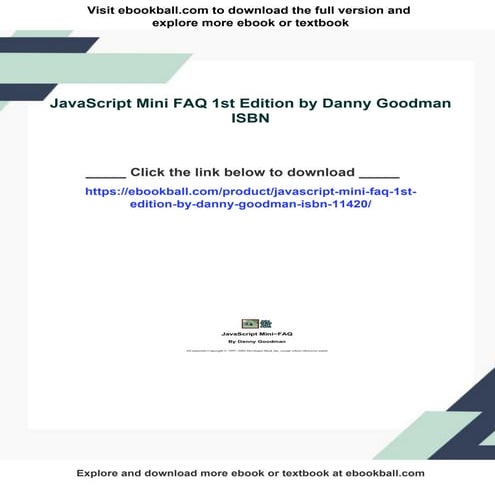 JavaScript Mini FAQ 1st Edition by Danny Goodman ISBN | PDF