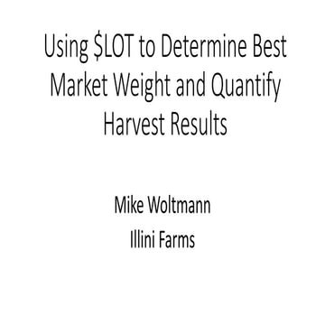 Dr. Mike Woltman - Using $LOT to Determine Best Market Weight and ...