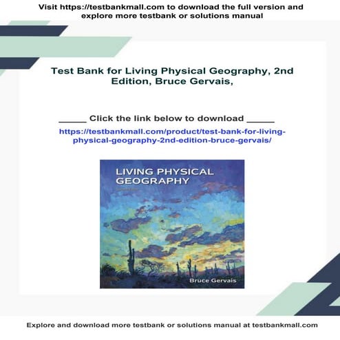 Test Bank for Living Physical Geography, 2nd Edition, Bruce Gervais, | PDF