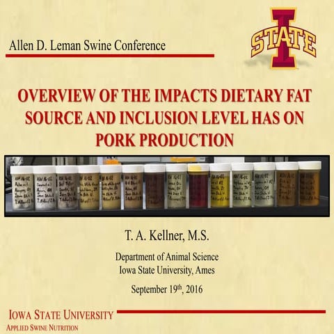 Trey Kellner - Impact of Dietary Fat Source and Level on Growth, Feed ...