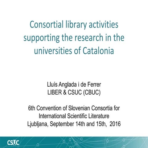 Consortial library activities supporting the research in the ...