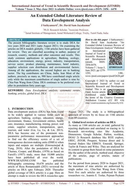 An Extended Global Literature Review of Data Envelopment Analysis | PDF An Extended Global Literature Review of Data Envelopment Analysis | PDF