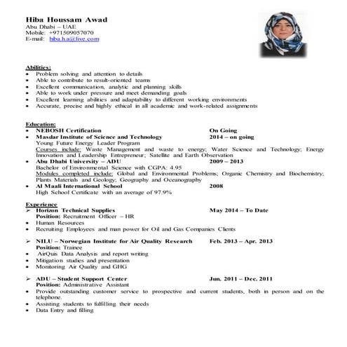 Hiba Houssam Awad - CV - | DOCX | Business | Business and Finance