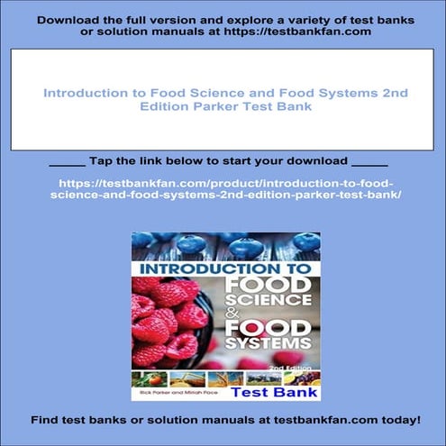 Introduction to Food Science and Food Systems 2nd Edition Parker Test ...