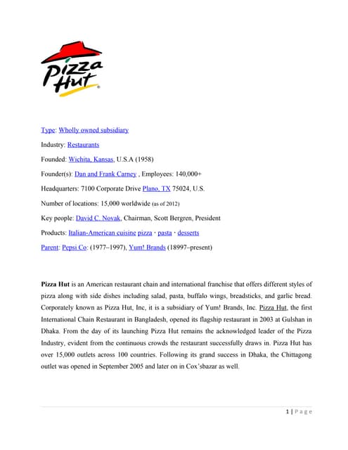 Pizza hut pdf | PDF