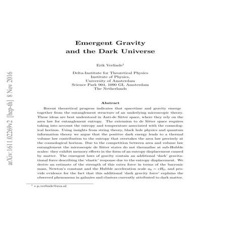 Anti-Universe And Emergent Gravity and the Dark Universe | PDF