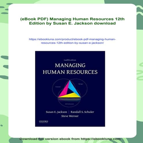 (eBook PDF) Managing Human Resources 12th Edition by Susan E. Jackson | PDF