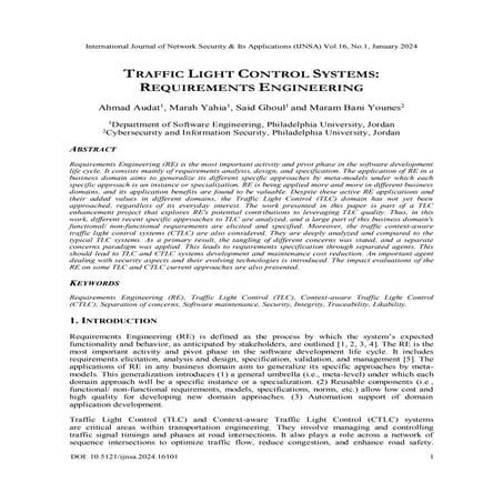 TRAFFIC LIGHT CONTROL SYSTEMS: REQUIREMENTS ENGINEERING | PDF