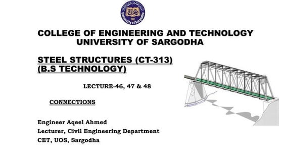 Connections in steel structures | PPTX