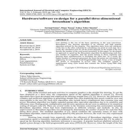 Hardware/software co-design for a parallel three-dimensional bresenham’s algorithm | PDF