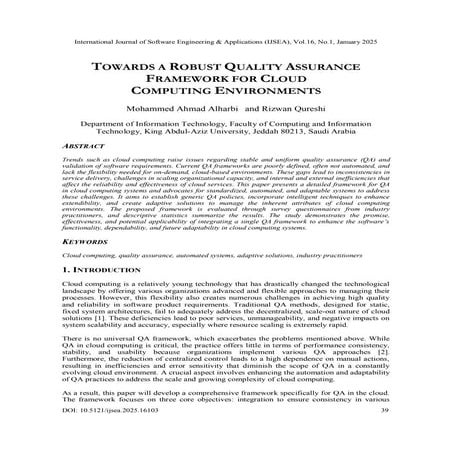Towards a Robust Quality Assurance Framework for Cloud Computing ...