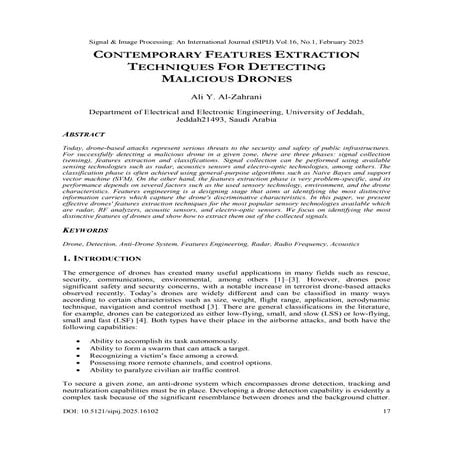 Contemporary Features Extraction Techniques for Detecting Malicious Drones | PDF