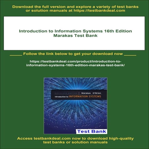 Introduction to Information Systems 6th Edition Rainer Test Bank | PDF