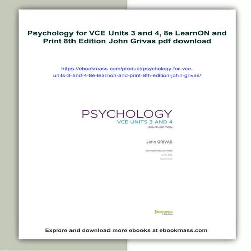 Psychology for VCE Units 3 and 4, 8e LearnON and Print 8th Edition John ...