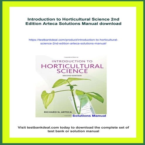 Introduction to Horticultural Science 2nd Edition Arteca Solutions ...