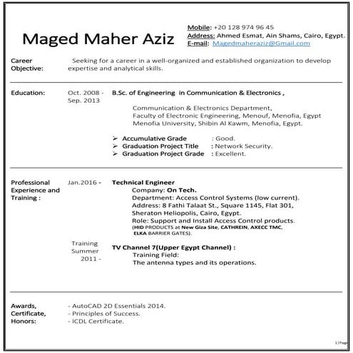Maged_Maher-cv - 1th Desember 2016 | PDF