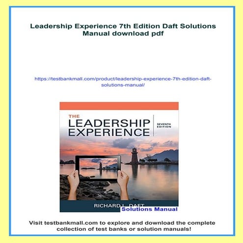 Leadership Experience 7th Edition Daft Solutions Manual | PDF