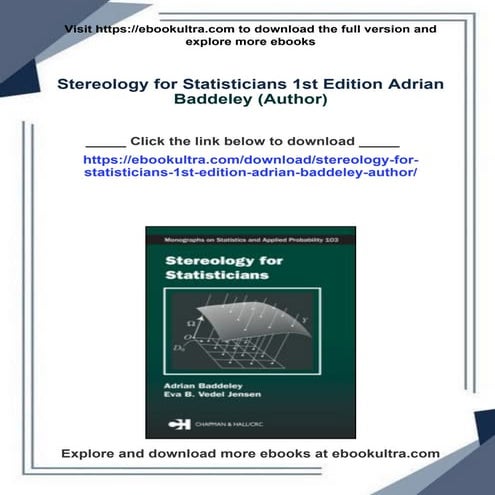 Stereology for Statisticians 1st Edition Adrian Baddeley (Author) | PDF