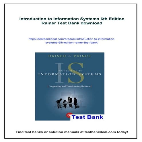 Introduction to Information Systems 6th Edition Rainer Test Bank | PDF