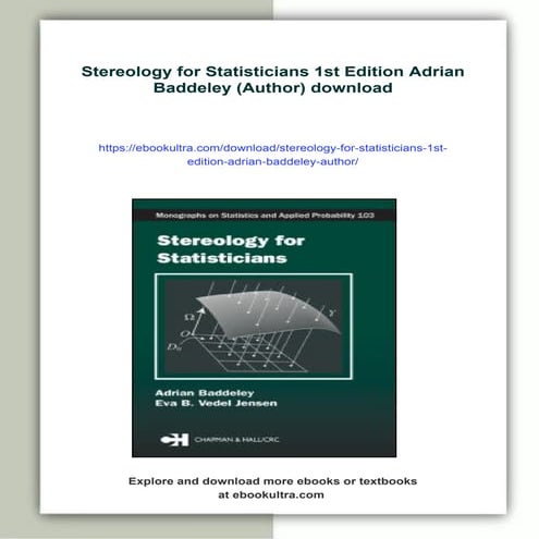 Stereology for Statisticians 1st Edition Adrian Baddeley (Author) | PDF