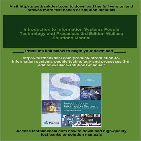 Introduction to Information Systems People Technology and Processes 3rd Edition Wallace ...