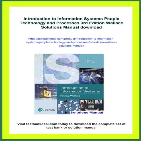 Introduction to Information Systems People Technology and Processes 3rd Edition Wallace ...
