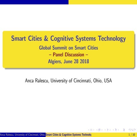 Smart Cities & Cognitive Systems Technology- Smart Cities Summit 2018 - Algiers | PPT