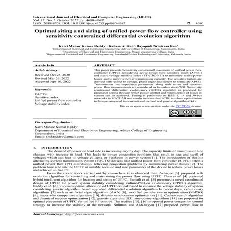 Optimal Siting And Sizing Of Unified Power Flow Controller Using Sensitivity Constrained