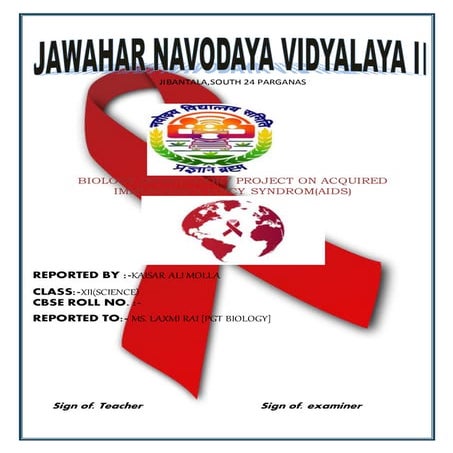 Project Report on AIDS. Class 12 CBSE Science (Biology) project. | PDF