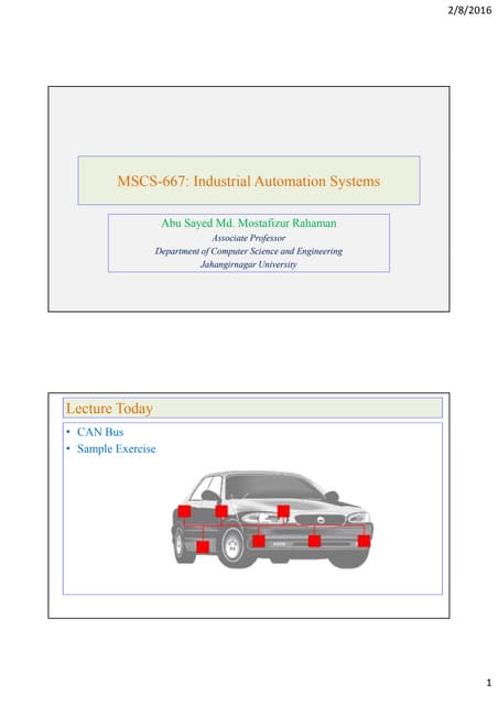 CAN (Controller Area Network) Bus Protocol | PPT