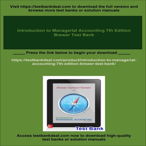 Introduction to Managerial Accounting 7th Edition Brewer Test Bank | PDF