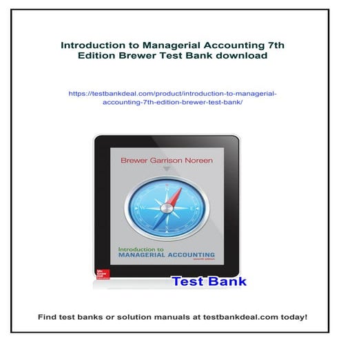 Introduction to Managerial Accounting 7th Edition Brewer Test Bank | PDF