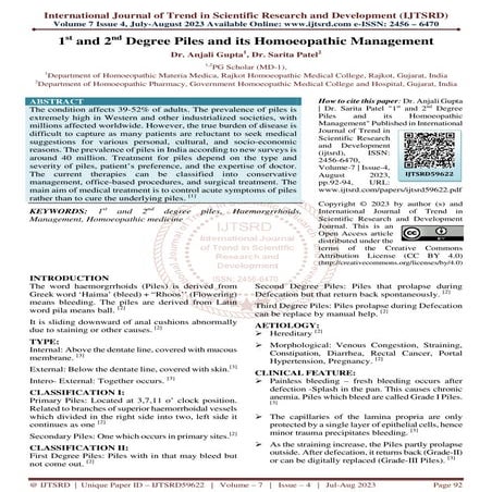 1st and 2nd Degree Piles and its Homoeopathic Management | PDF ...