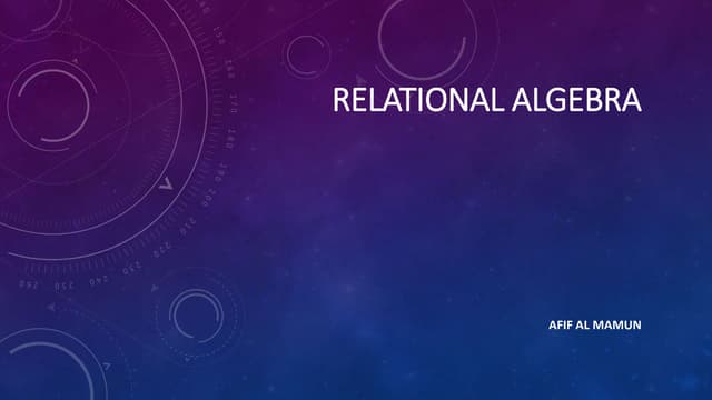 Relational algebra in dbms | PPT