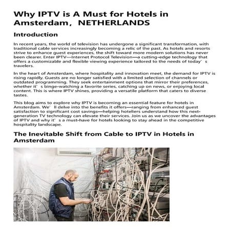 Why IPTV is A Must for Hotels in Amsterdam，NETHERLANDS | PDF