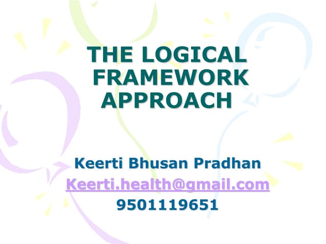 Monitoring and evaluation frameworks logical framework | PPTX