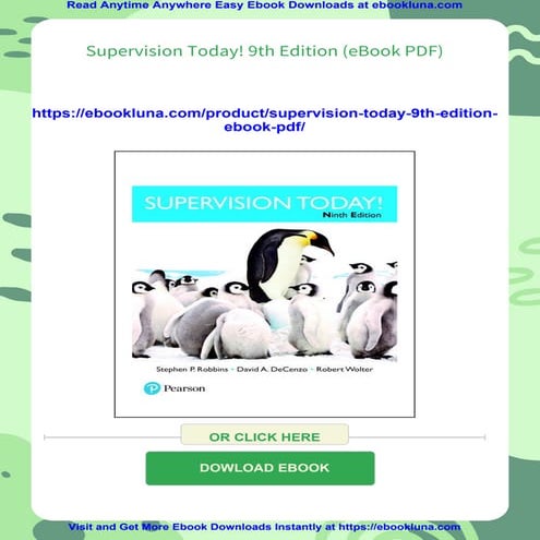 (eBook PDF) Supervision Today! 9th Edition by Stephen P. Robbins | PDF