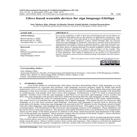 Glove based wearable devices for sign language-GloSign | PDF