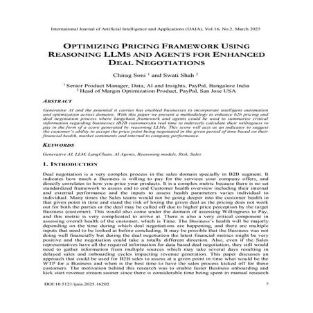 OPTIMIZING PRICING FRAMEWORK USING REASONING LLMS AND AGENTS FOR ...