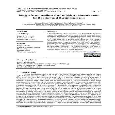 Bragg reflector one-dimensional multi-layer structure sensor for the ...