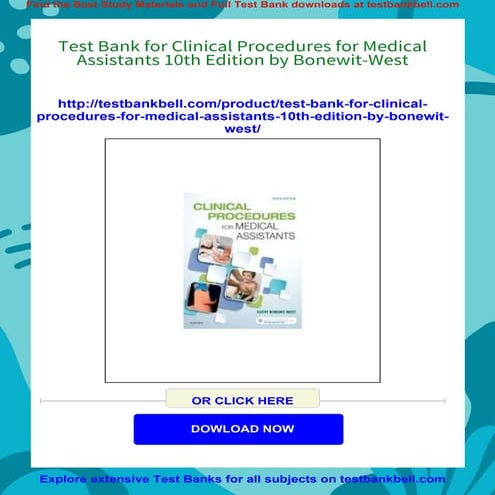 Test Bank for Clinical Procedures for Medical Assistants 10th Edition ...
