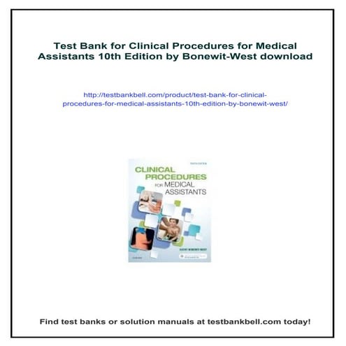 Test Bank for Clinical Procedures for Medical Assistants 10th Edition ...