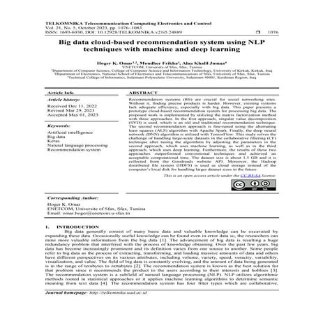 Big Data Cloud Based Recommendation System Using Nlp Techniques With Machine And Deep Learning