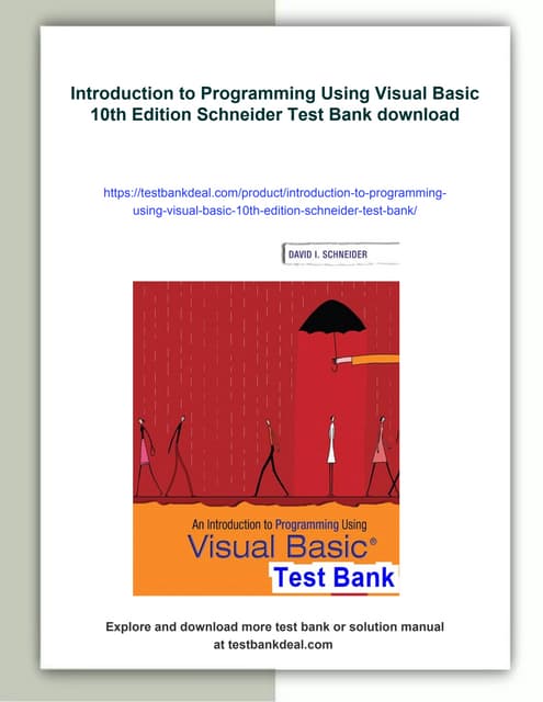 Introduction To Programming Using Visual Basic 10th Edition Schneider