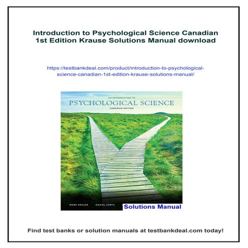 Introduction to Psychological Science Canadian 1st Edition Krause ...